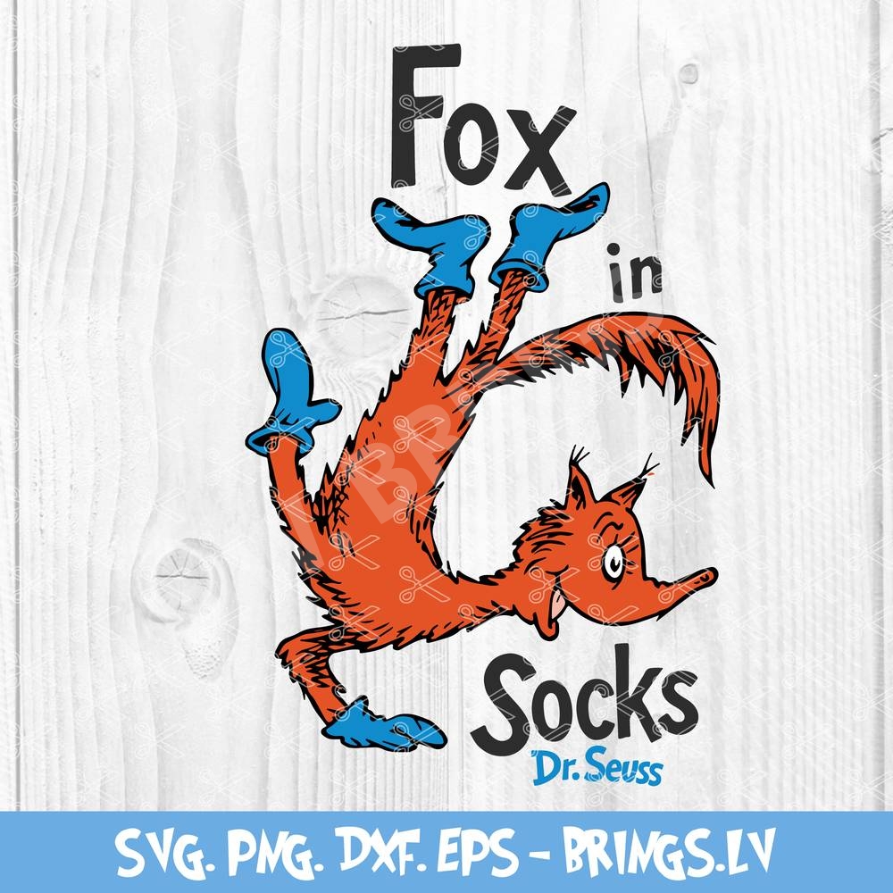 Fox In Socks DR Seuss SVG PNG DXF EPS Cut Files For Cricut